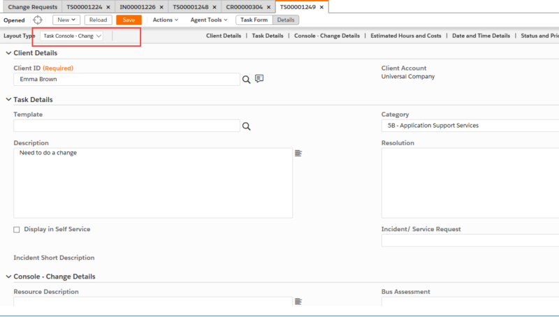 Different Task Layouts for Tasks Created from a Change vs an Incident ...